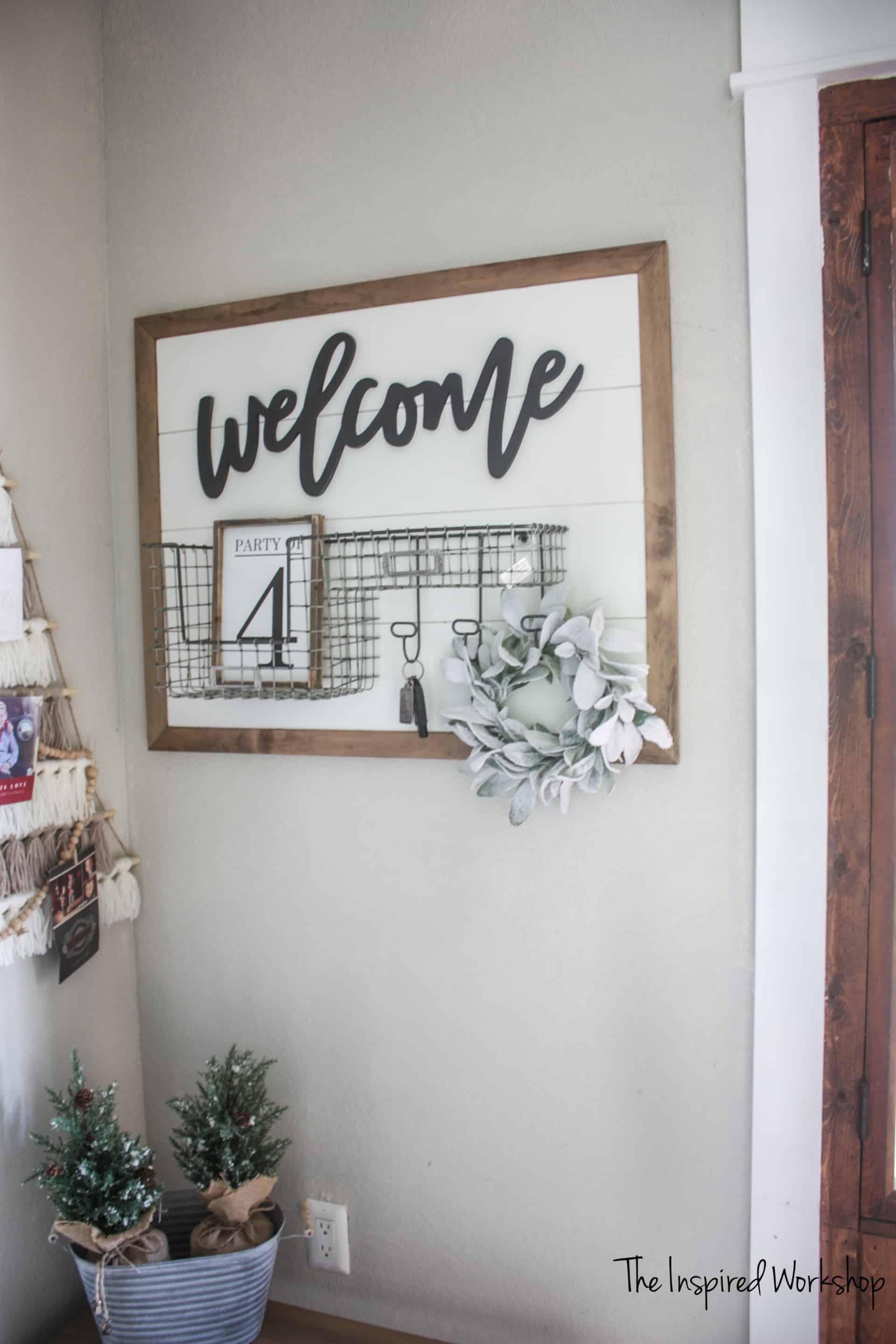 Faux Shiplap Welcome Sign and Organizer – The Inspired Workshop
