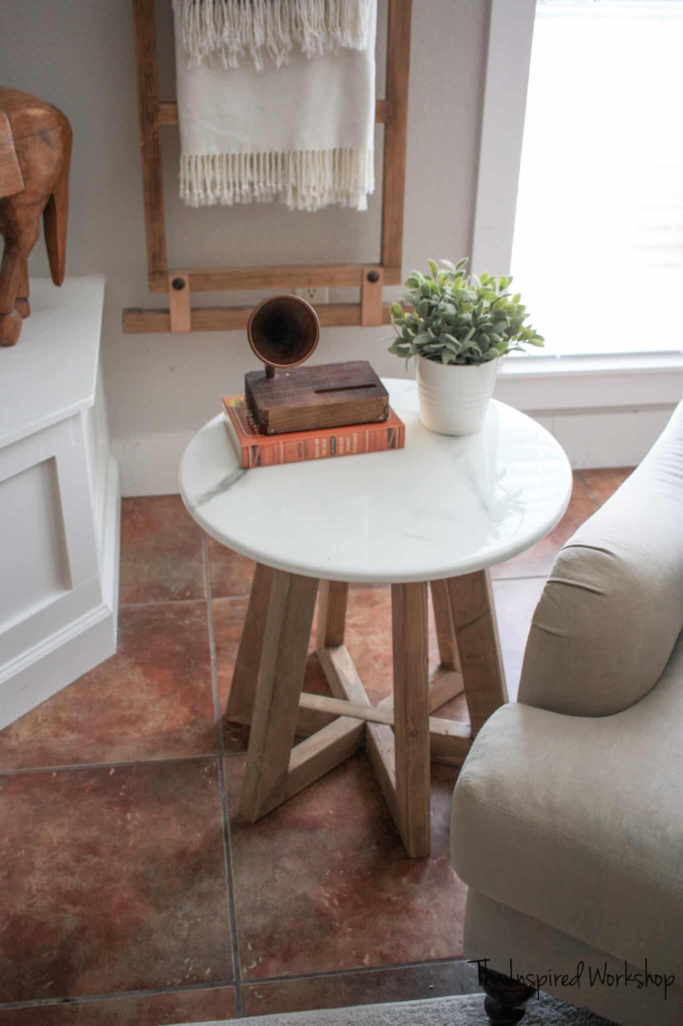 DIY Marble Epoxy Top Round Side Table – The Inspired Workshop